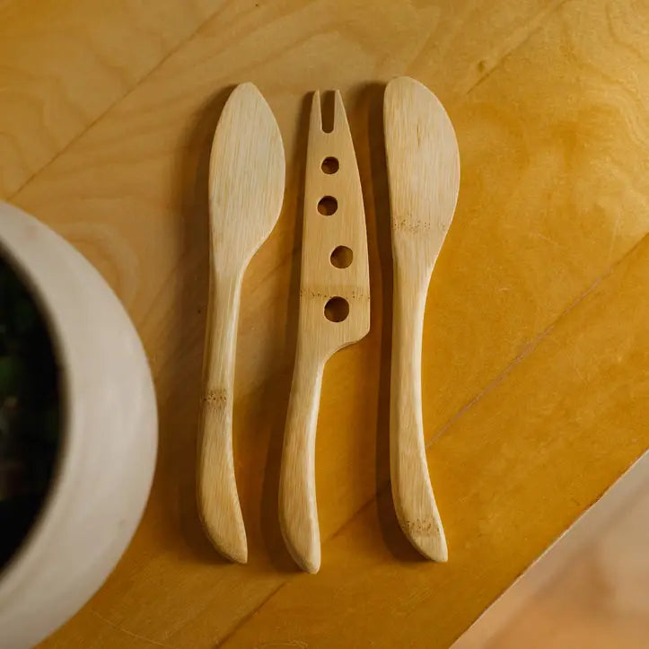 Bamboo Charcuterie Utensil Set | Set of Three | Cut Spread Schmere ...