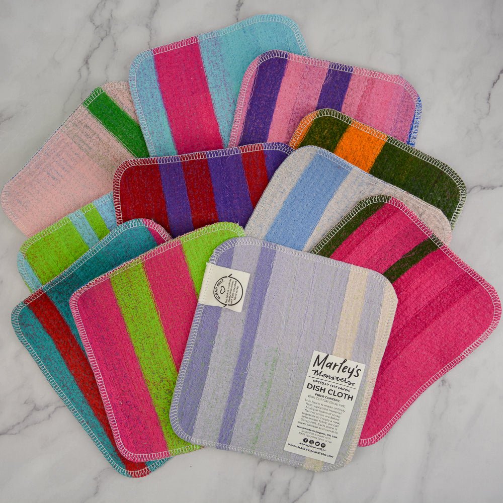 Scrap Felt Dish Cloth - Color Blocking | Marley's Monsters