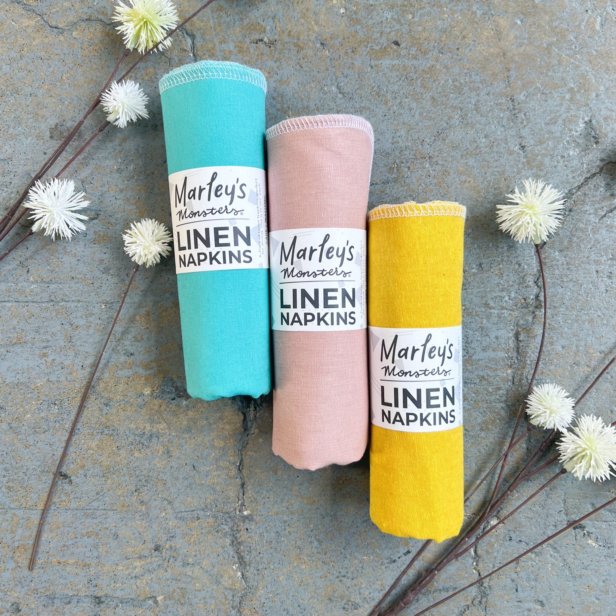 Linen Napkins Set of 6 | Natural Fiber | Marley's Monsters