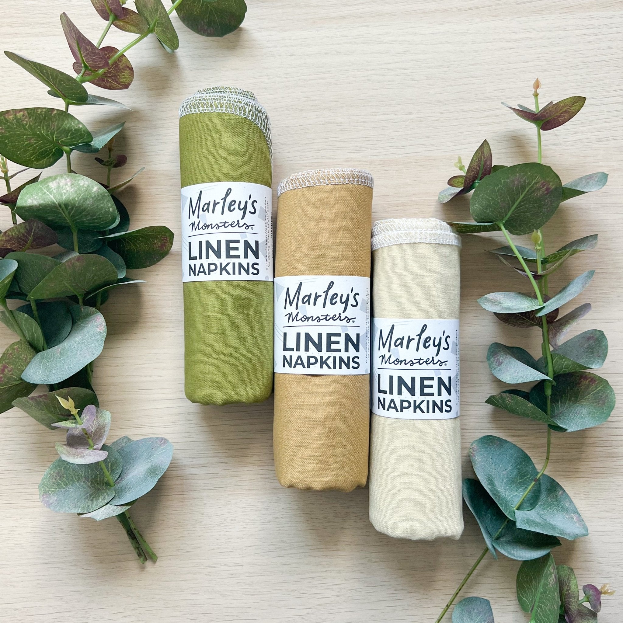 Linen Napkins Set of 6 | Natural Fiber | Marley's Monsters